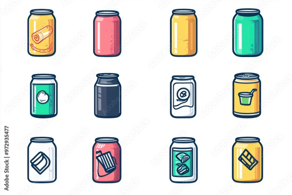 Thin line and flat style soda can vector icon with editable stroke ...