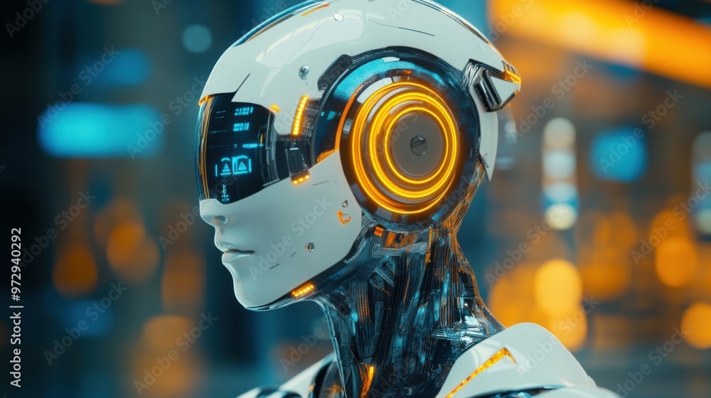 Face of futuristic and Innovative Imagery AI and Automation use of ...