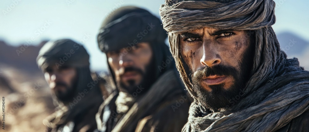 Handsome male Arabic Muslim soldiers dashing and dignified background ...