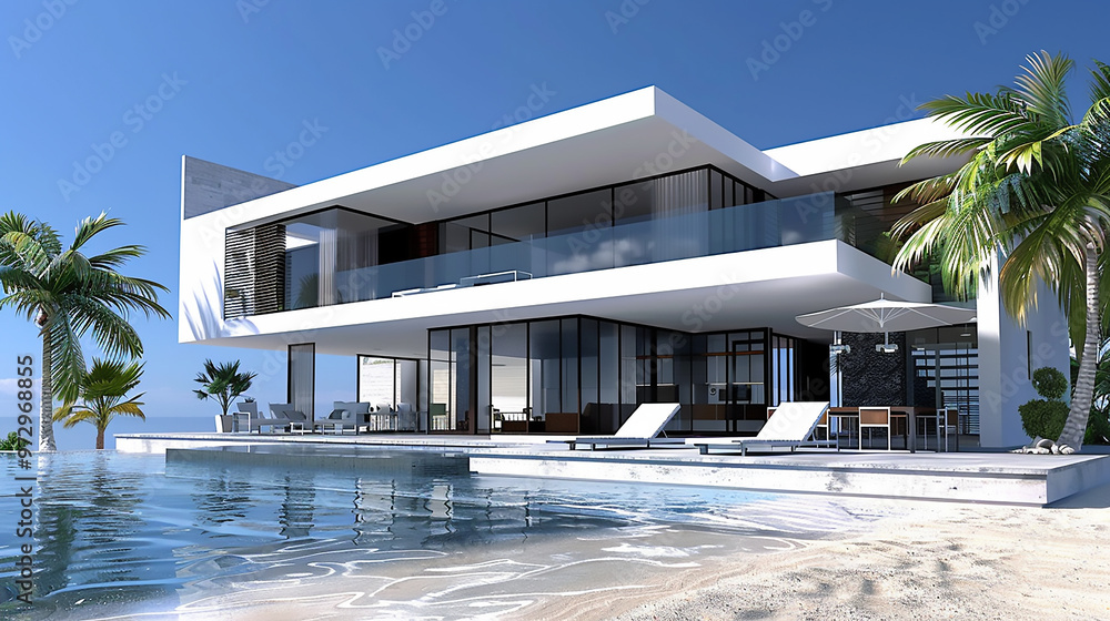 Modern house design, integrated security features, detailed plan ...