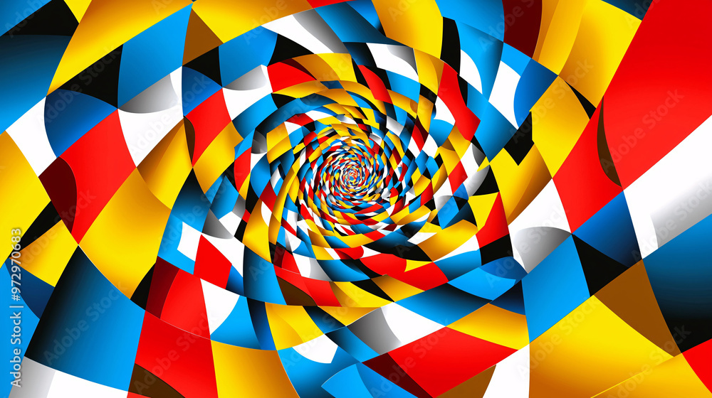 A playful optical illusion where shapes appear to move when the image ...