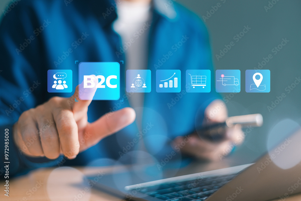 B2C concept, business 2 customer marketing strategy technology ...