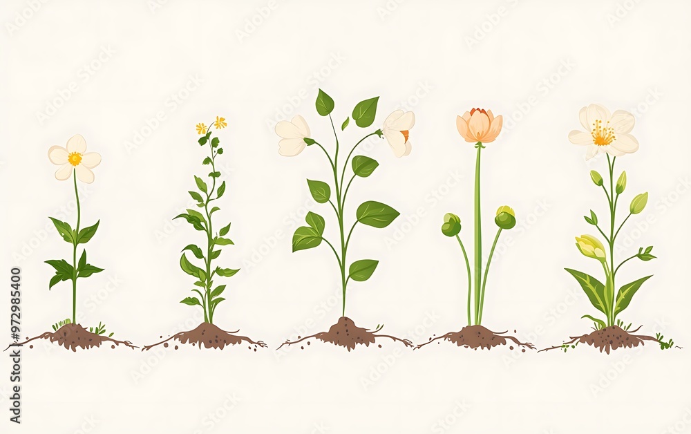 Modern Life Cycle of a Plant: Minimalist Design from Seed to Flowering ...