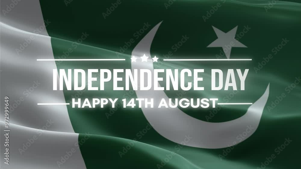 Pakistan Independence Day. happy 14th august animation, waving flag ...