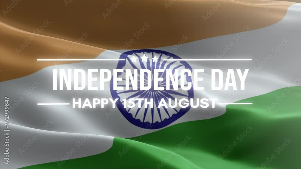 India Independence Day. Happy 15th august animation with lettering text ...