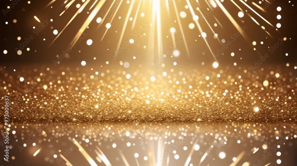 Abstract golden background with sparkling bokeh and light beams. Stock Illustration | Adobe Stock