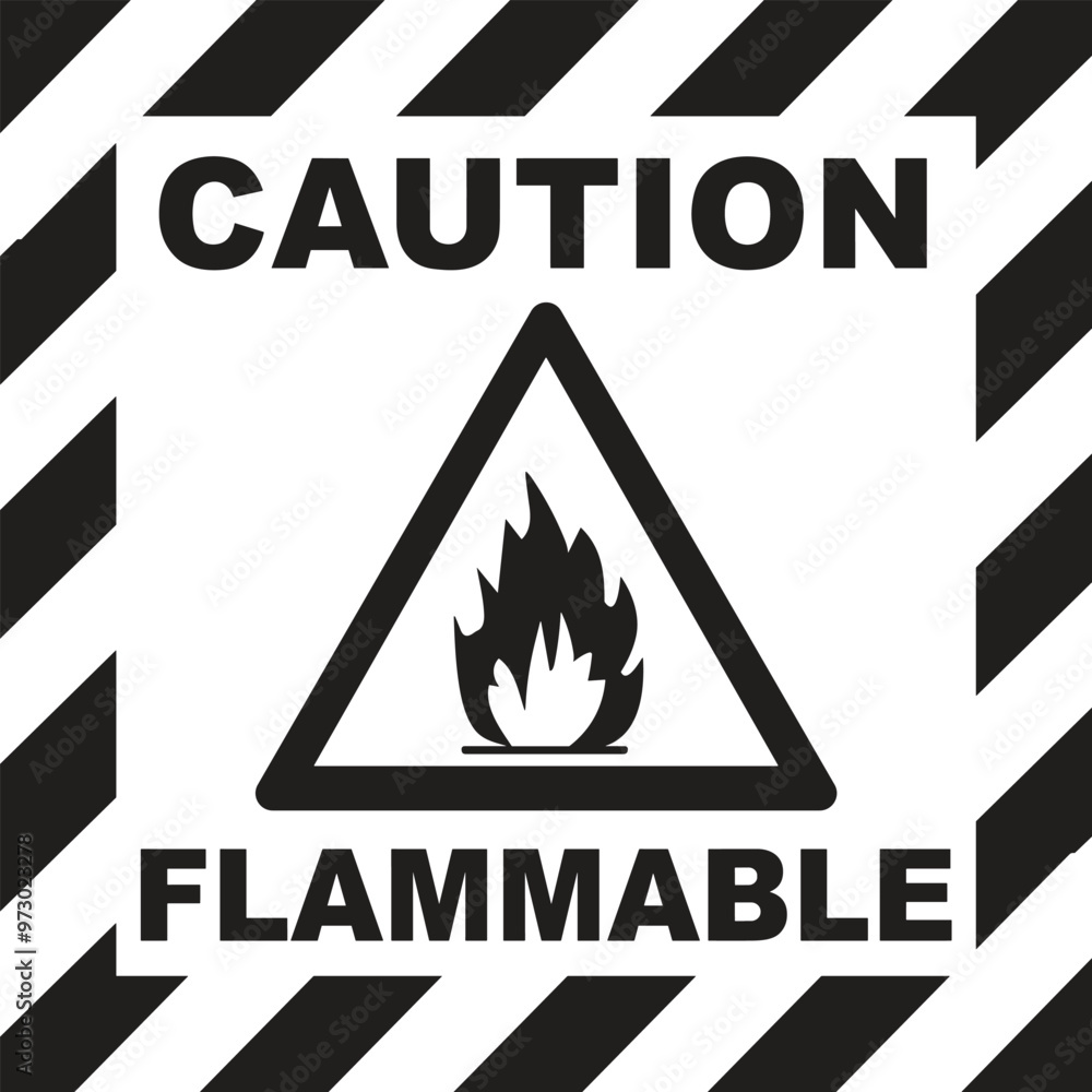 Highly Flammable sign Black, warning sign flammable, Flammable Symbol ...