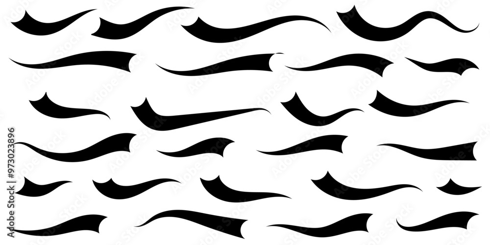 Set of Swoosh and swoop underline typography tails shape in flat styles ...