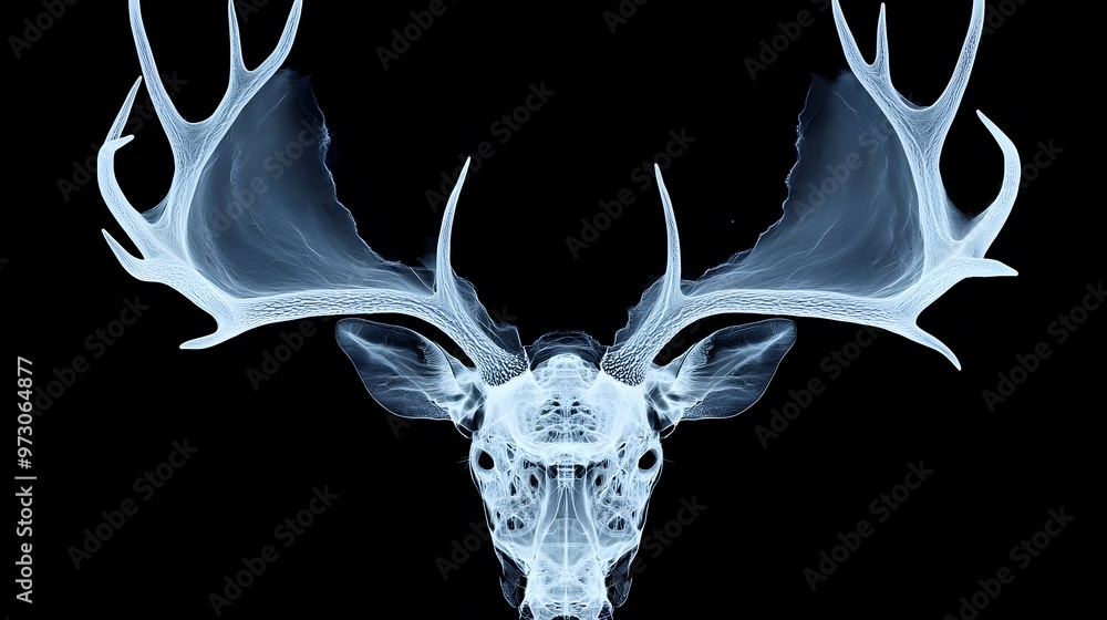 X-ray of a Deer Antlers: X-ray of a deer’s head, focusing on the ...