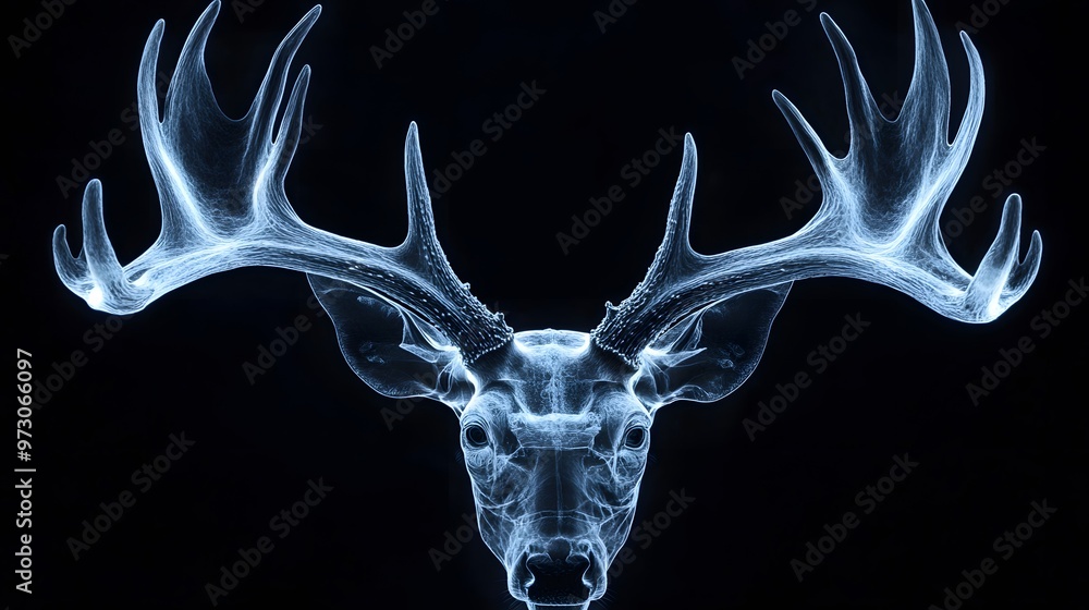 X-ray of a Deer Antlers: X-ray of a deer’s head, focusing on the ...
