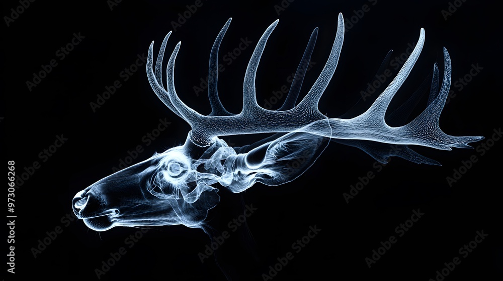 X-ray of a Deer Antlers: X-ray of a deer’s head, focusing on the ...