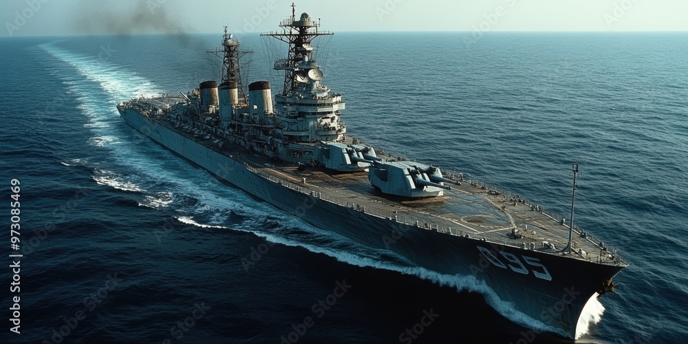 The USS Indianapolis with its massive hull visible, demonstrating its ...