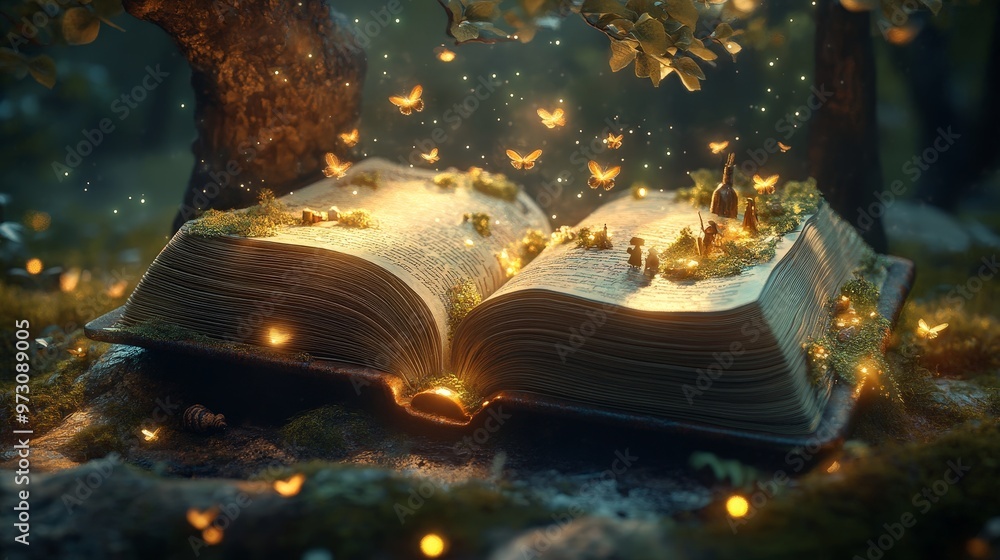 Create an animation of a magical book that transports its reader into ...
