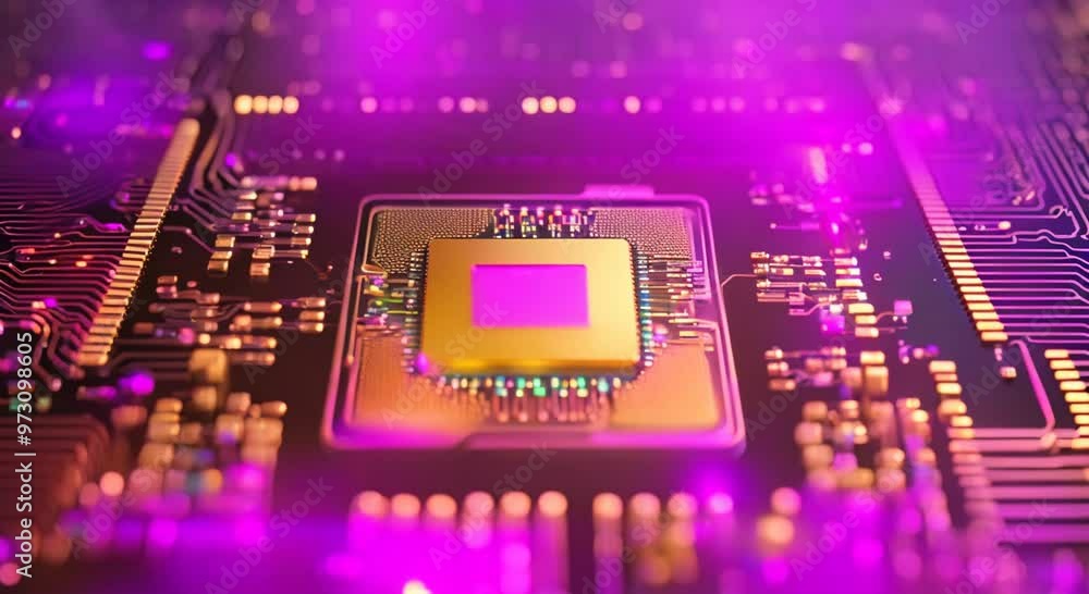 CPU GPU die chip on silicon wafer camera zoom Central Processing unit ...