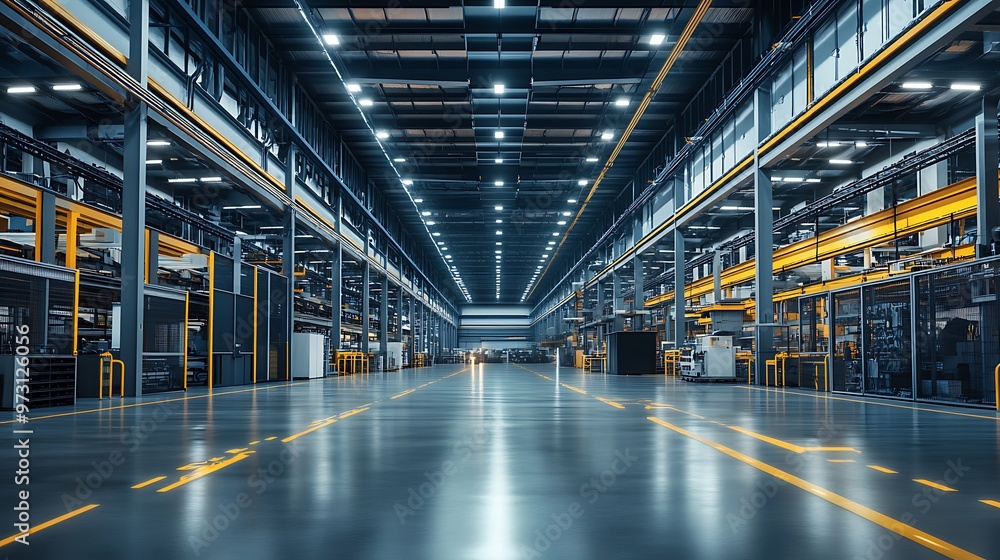 A modern, high-standard factory with a bright, open space and detailed ...