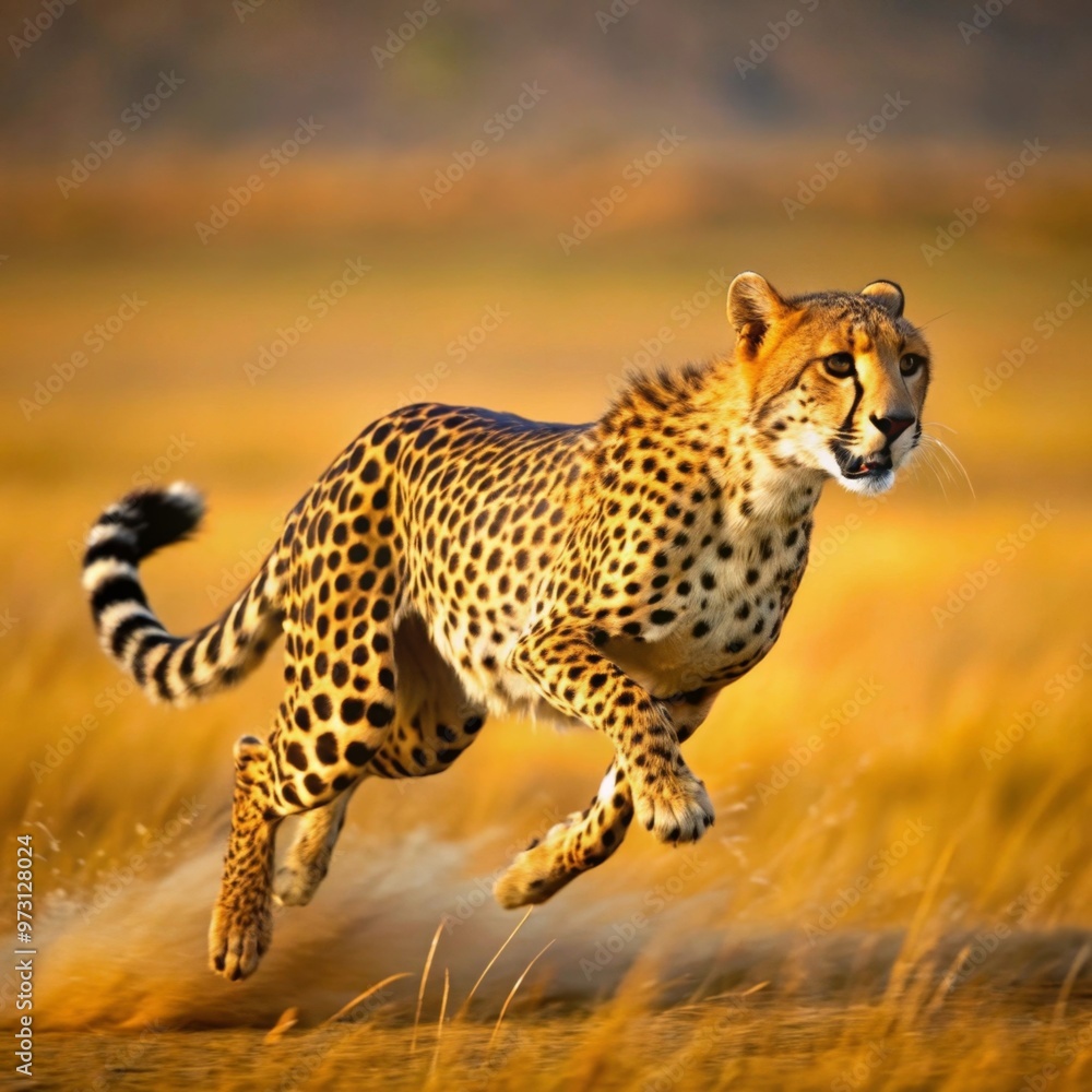 Cheetah Running at Full Speed A cheetah in mid-sprint across the ...