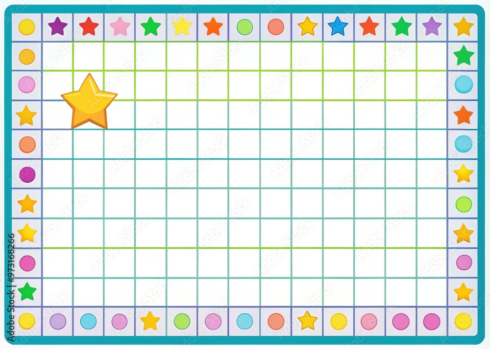Colorful grid chart with blank spaces and fun stickers, perfect for ...