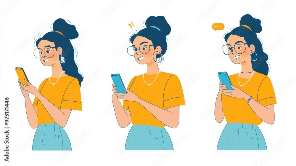 infographic depicting a digital social interaction with a female ...