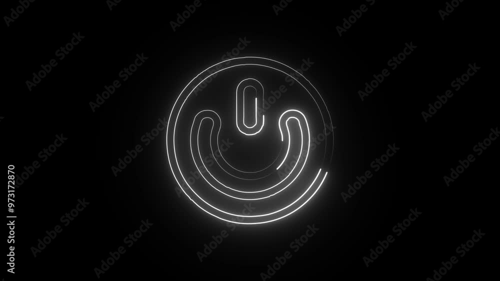 Neon Power Button animated icon on dark background. Glowing animated ...