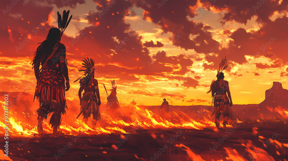 Under the fiery skies of the american southwest, native american tribes ...