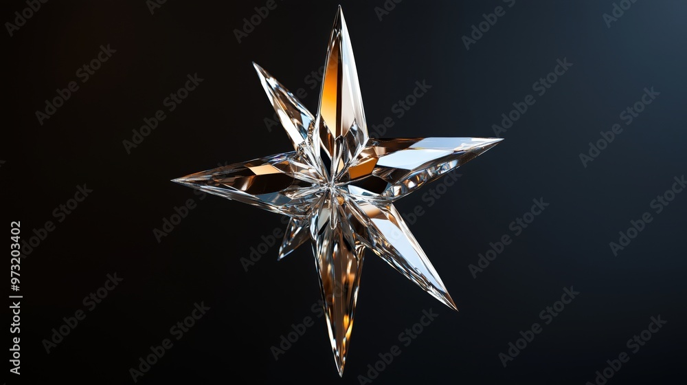 Crystal star 3d render icon for modern design and multimedia projects ...