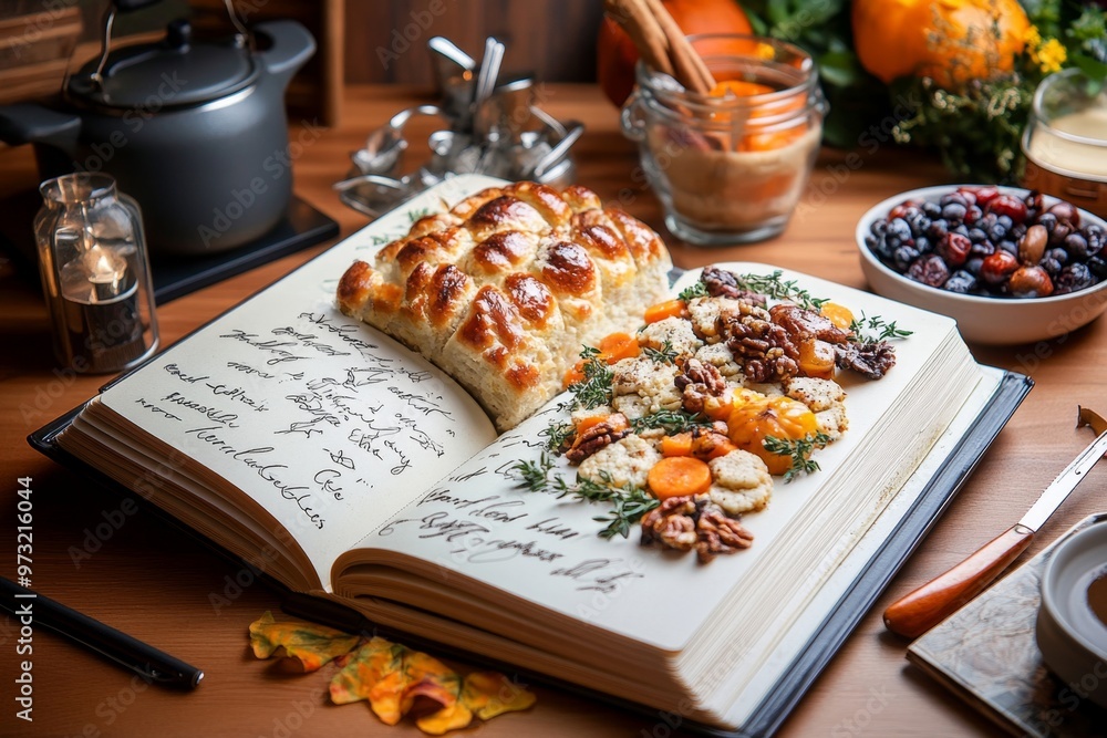 A family recipe book, with handwritten notes passed down through ...