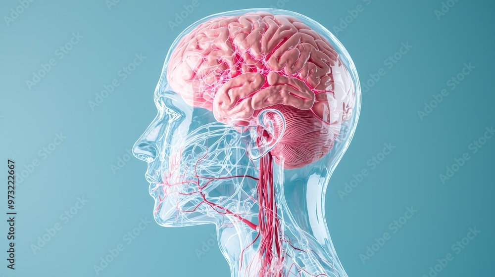 Human Brain Anatomy Illustration 3D Model of the Nervous System Human ...