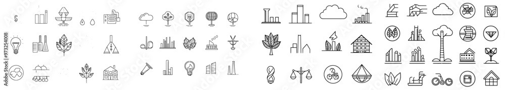 A set of icons related to carbon credits. The icons included pollutants ...