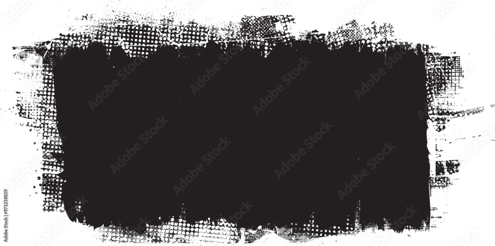 Grunge textured banner with rough edges. Vector roller paint. Overlay ...