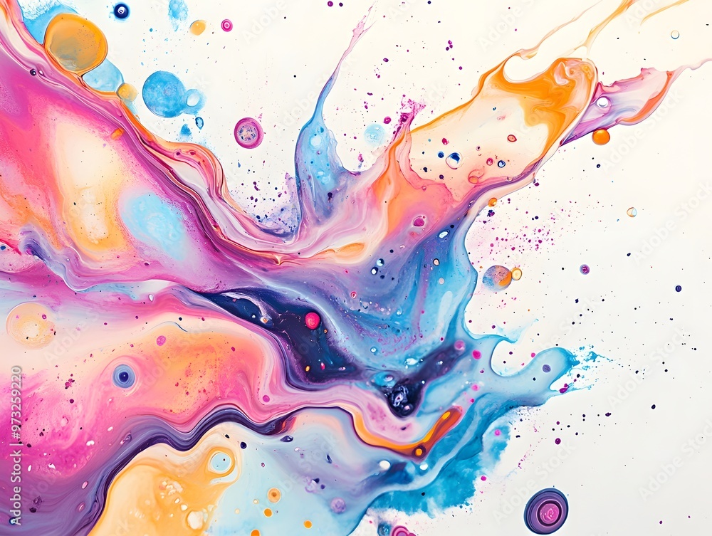 Bright translucent watercolor colorful ebbs and flows. The effect of ...