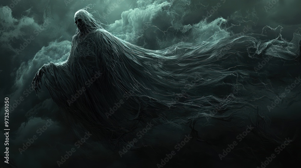 A dark and dramatic representation of a demonic cloth, embodied by dark ...