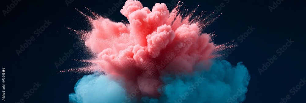 Striking Fuchsia Eruption of Paint Powder in Blue Smoke, a vibrant and ...