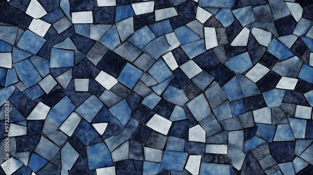 Cool-toned seamless tile pattern of interlocking blue and gray ...