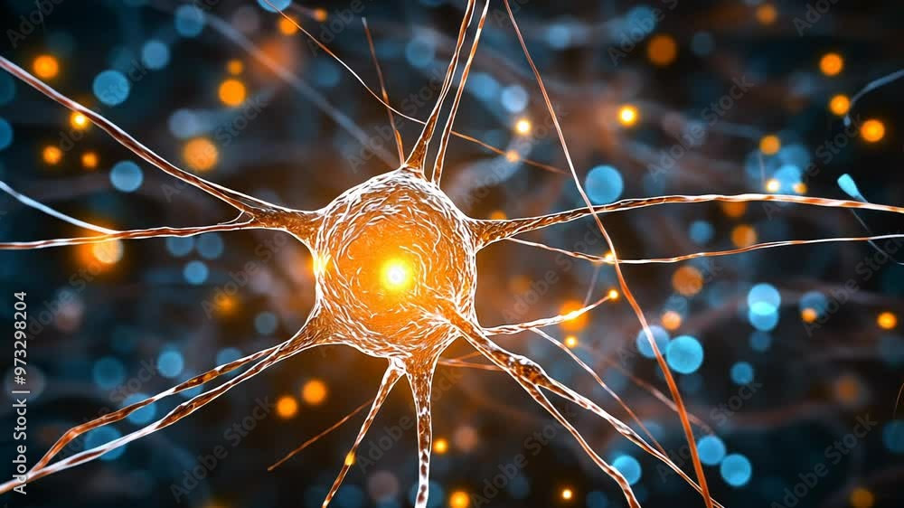 Microscopic view of a neuron, the basic unit of the nervous system ...