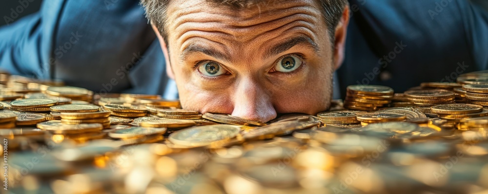 Investor falling into a trapdoor of bad investments, depicting ...
