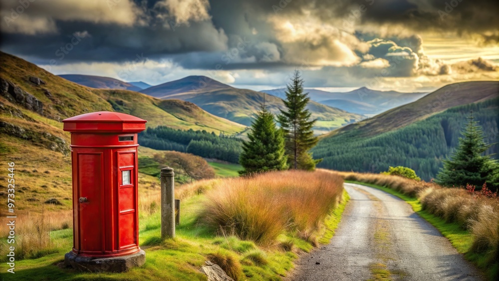 rural, Scotland, post box, nostalgia, Vintage British Post Box standing ...