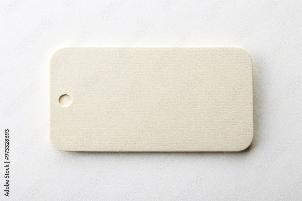 Minimalist ivory color blank tag with rounded corners and subtle ...
