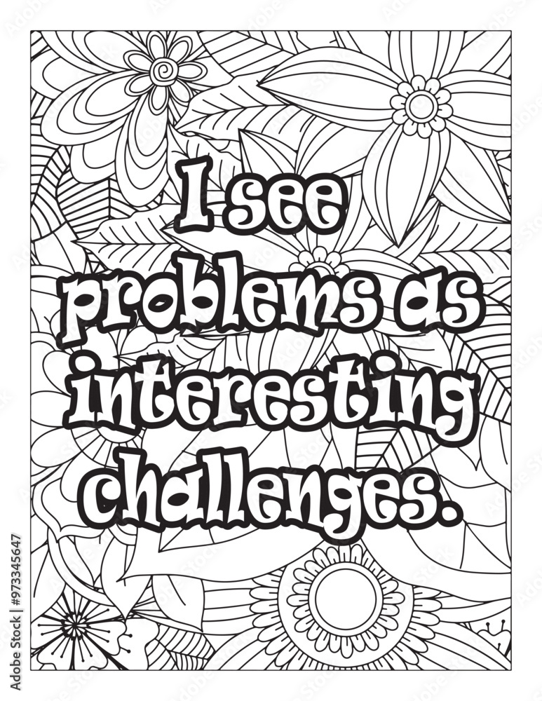 Inspirational Quotes Coloring Book Page With Floral Background ...