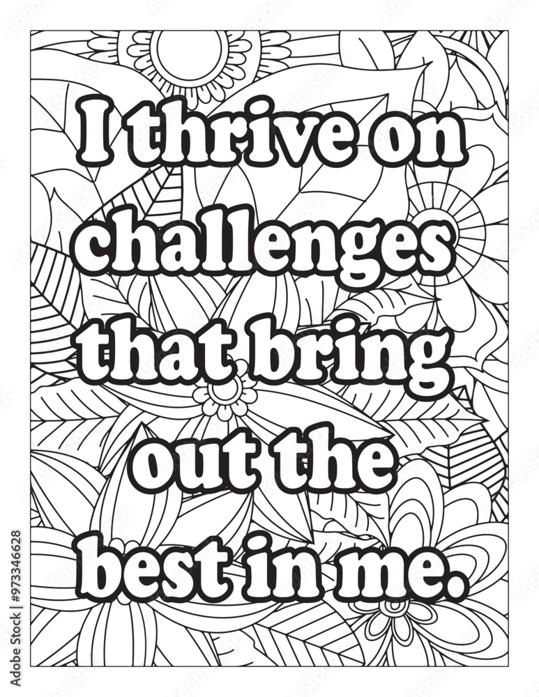 Inspirational Quotes Coloring Book Page With Floral Background ...
