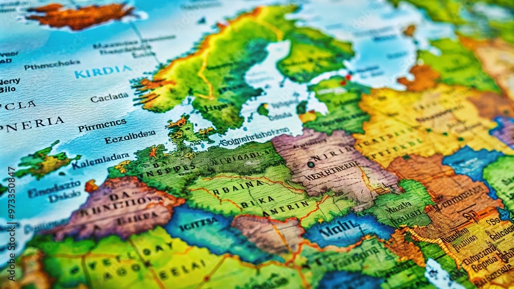 Vibrant-colored world map highlighting Lithuania's geographical ...