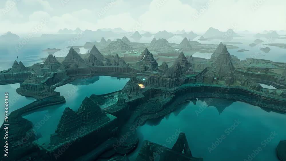 Ancient city, now flooded by rising water levels, with its majestic ...