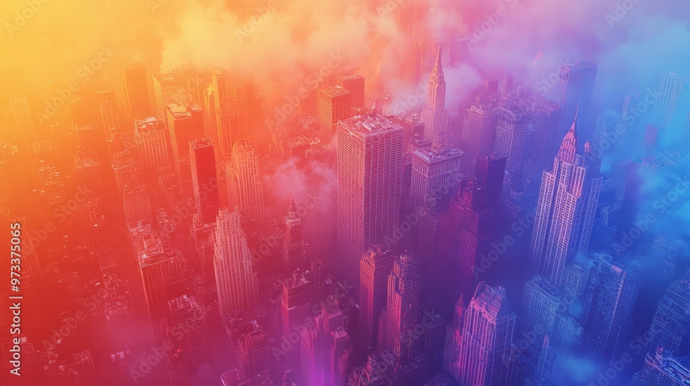 Heatmap of a city's air quality, with vibrant colors showing areas of ...