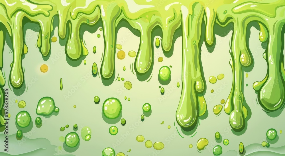 Slime drip. Splatter drop, sticky poison melt stain. Liquid spooky ...