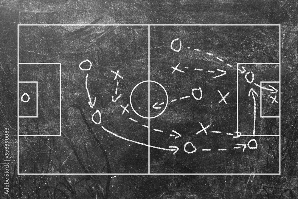 Chalk soccer strategy. Football team strategy and play tactic, soccer ...