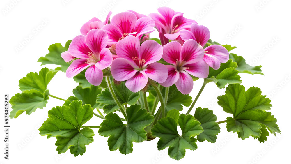 Geranium flower or Pelargonium Graveolens plant isolated on on white ...