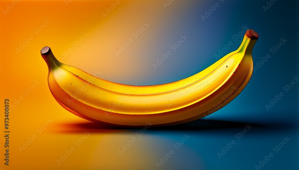 Artistic photograph of a single ripe banana displayed against a ...