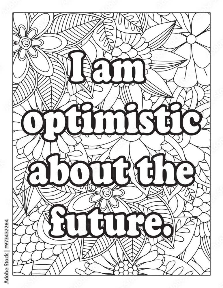Inspirational Quotes Coloring Book Page With Floral Background ...