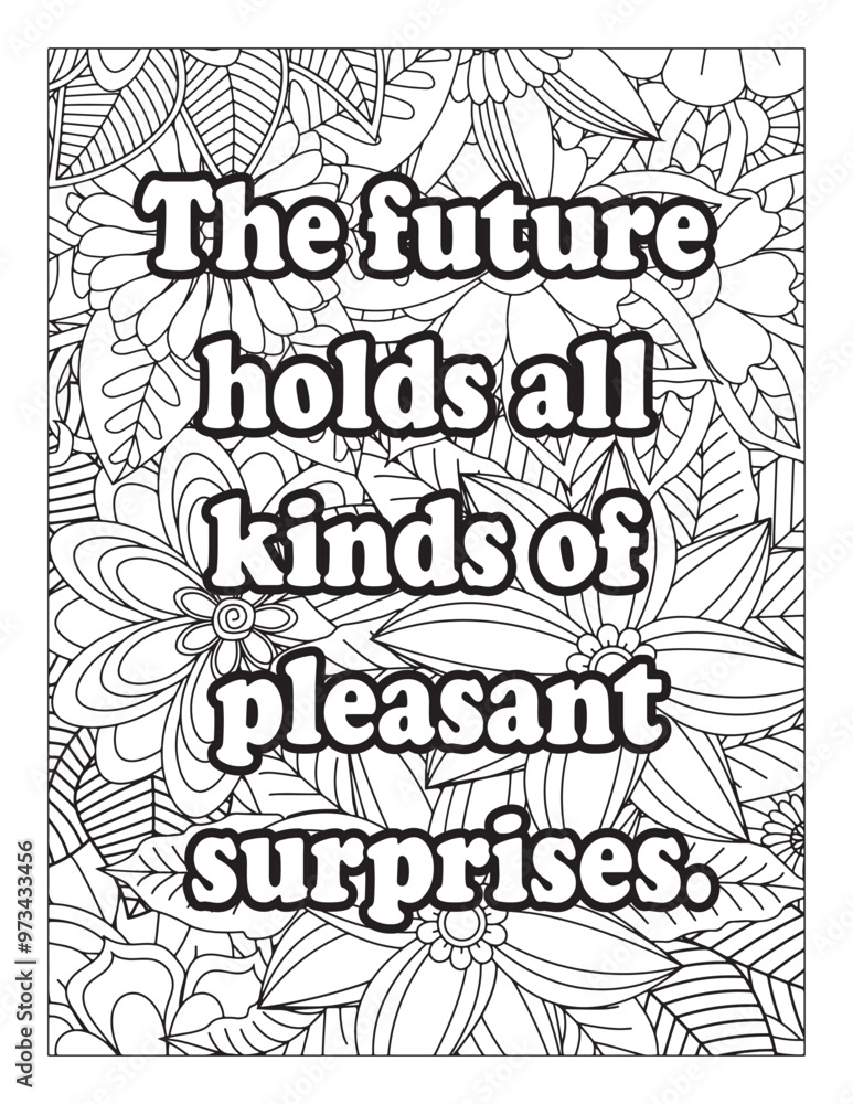 Inspirational Quotes Coloring Book Page With Floral Background ...