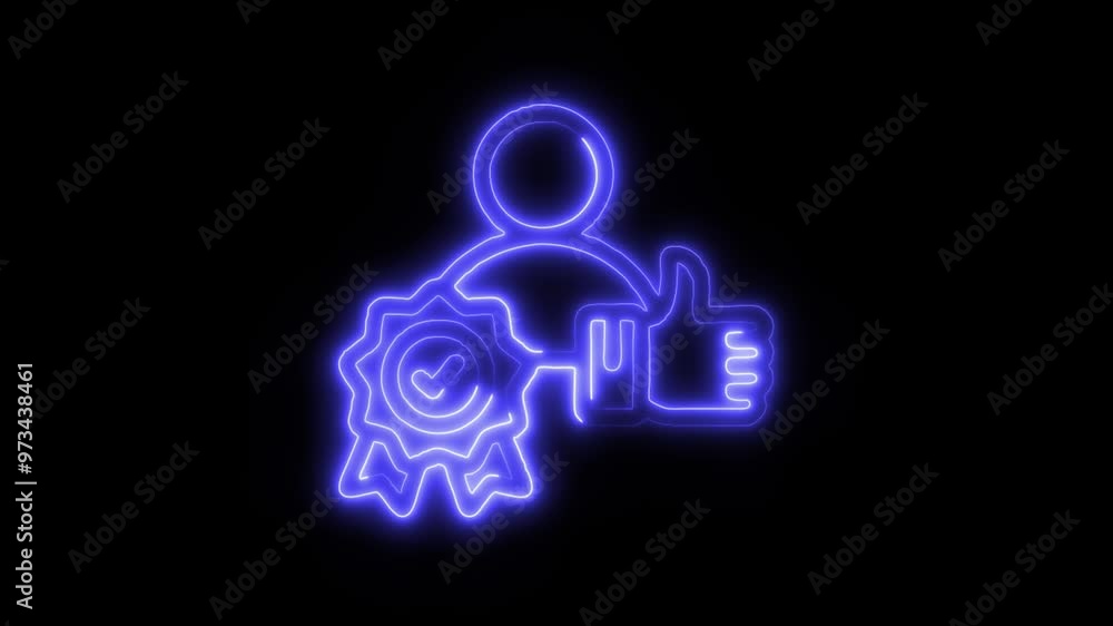 Recognition Icon in Video HD Neon Animation – Achievement and Reward ...