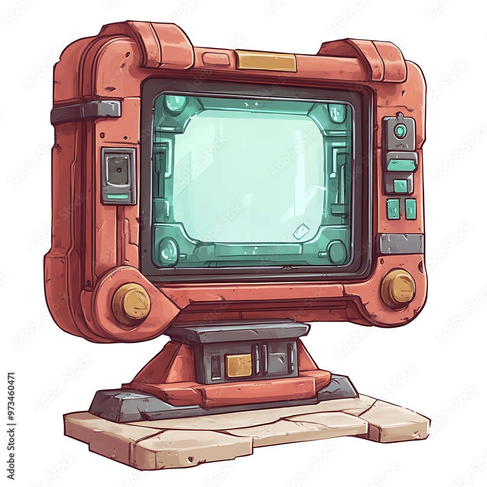 Retrofuturistic Sci Fi Computer Terminal with Blank Screen for Game ...